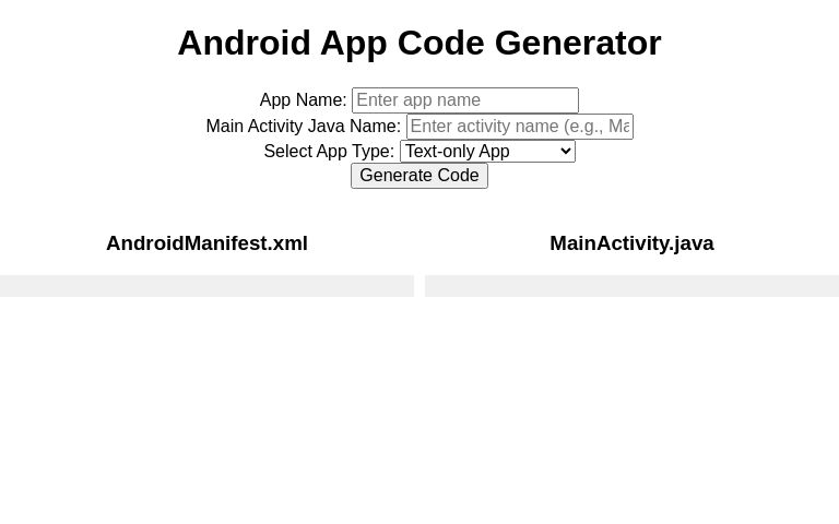 Android App Code Generator