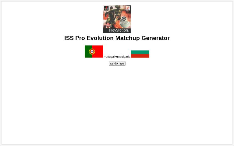 ISS Pro Evolution Matchup Generator