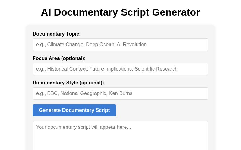 AI Documentary Script Generator