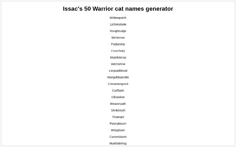 Issac's 50 Warrior cat names generator