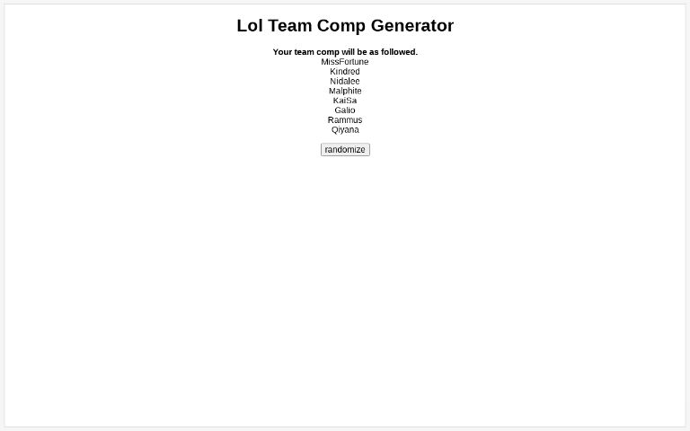 Lol Team Comp Generator