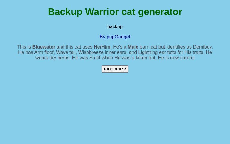 Backup Warrior cat generator