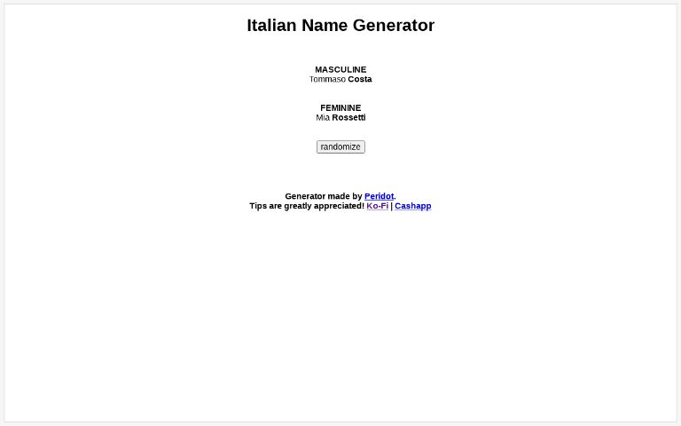 Italian Name Generator