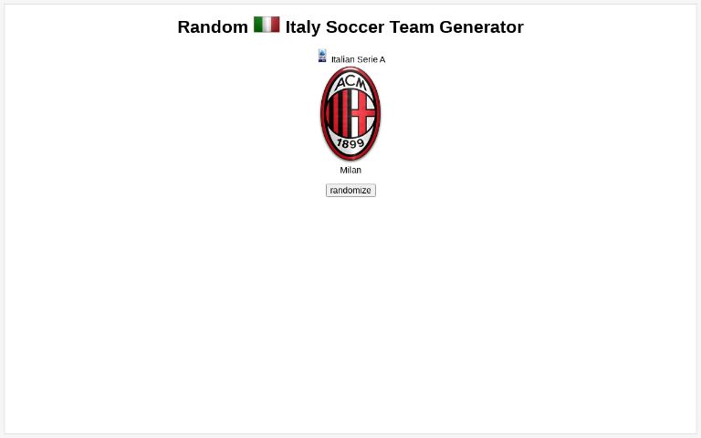 Random Italy Soccer Team Generator
