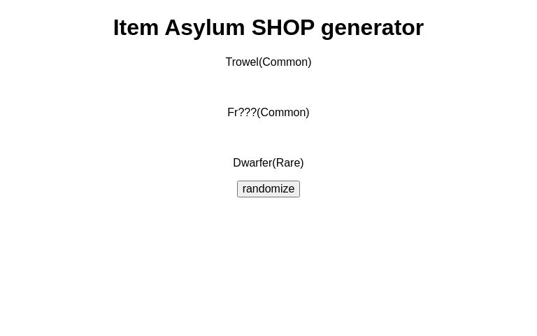 Item Asylum SHOP generator