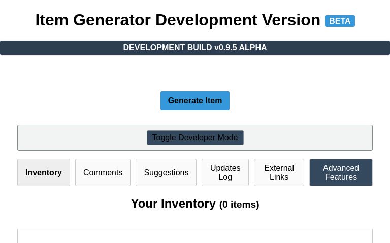 Item Generator Development Version BETA