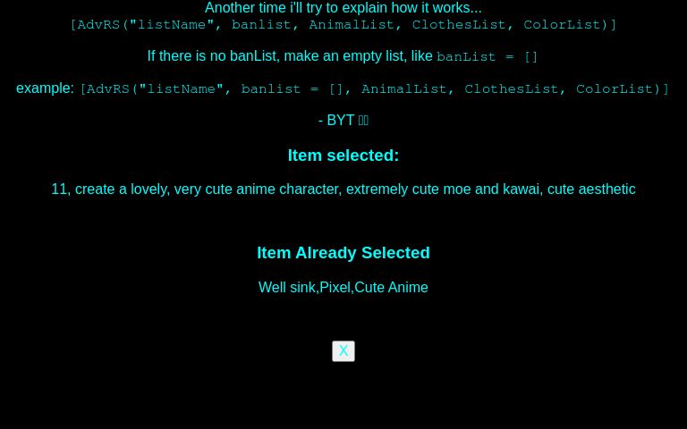Item Randomizer Byt ― Perchance Generator