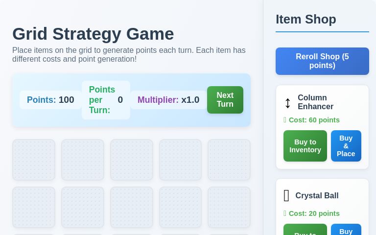 Grid Strategy Game ― Perchance Generator