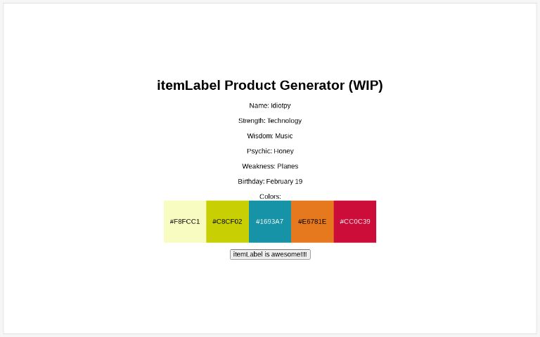 itemLabel Product Generator (WIP)