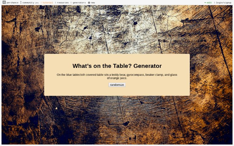 What’s on the Table? Generator