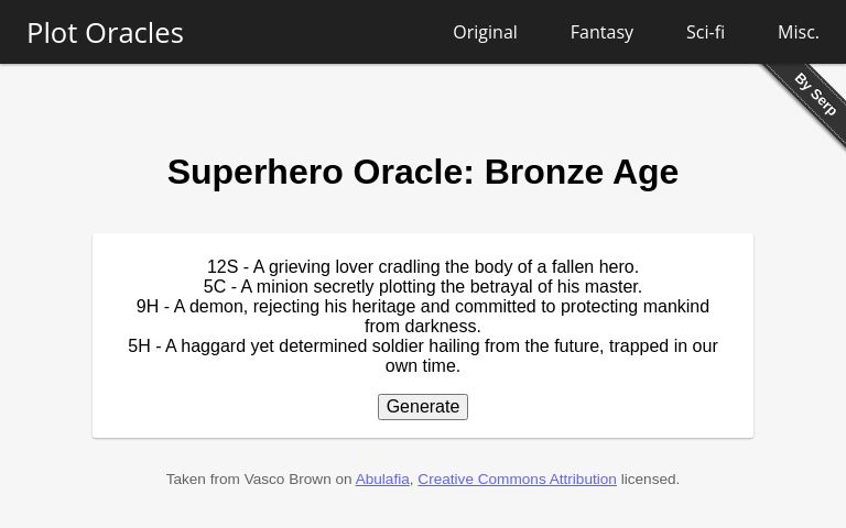 Superhero Oracle: Bronze Age ― Perchance Generator