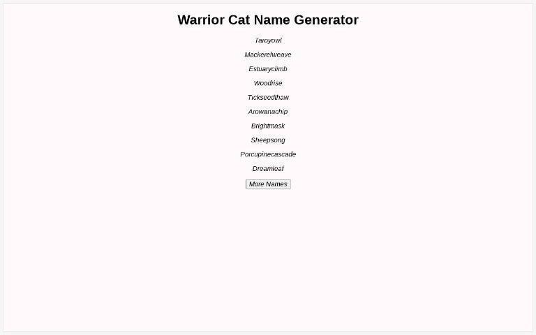 Warrior Cat Name Generator