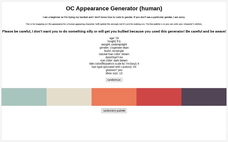 OC Appearance Generator (human)