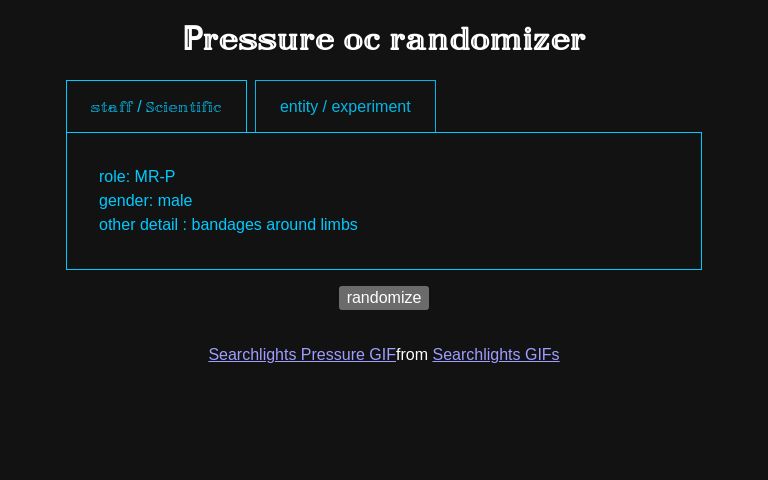 ℙ𝕣𝕖𝕤𝕤𝕦𝕣𝕖 𝕠𝕔 𝕣𝕒𝕟𝕕𝕠𝕞𝕚𝕫𝕖𝕣 ― Perchance Generator