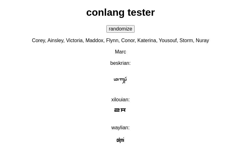 conlang tester ― Perchance Generator