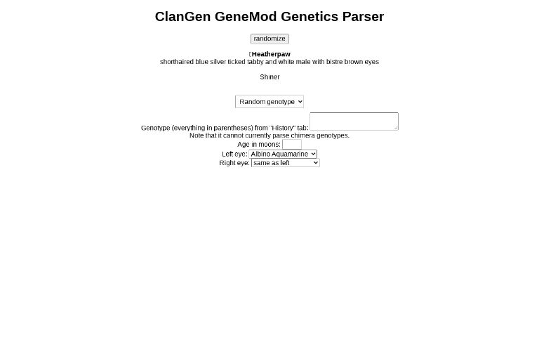 ClanGen GeneMod Genetics Parser ― Perchance Generator