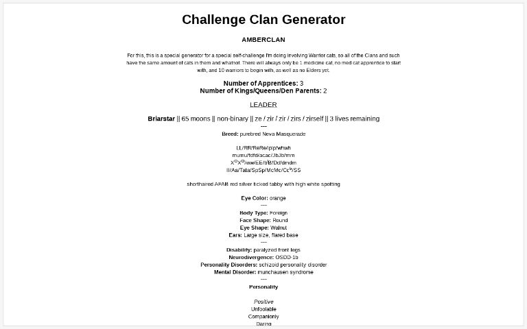 Challenge Clan Generator