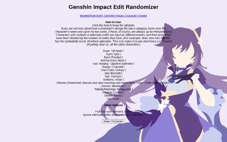 Genshin Impact Edit Randomizer ― Perchance Generator
