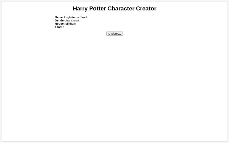 Harry Potter Character Creator ― Perchance Generator