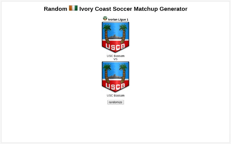 Random Ivory Coast Soccer Matchup Generator