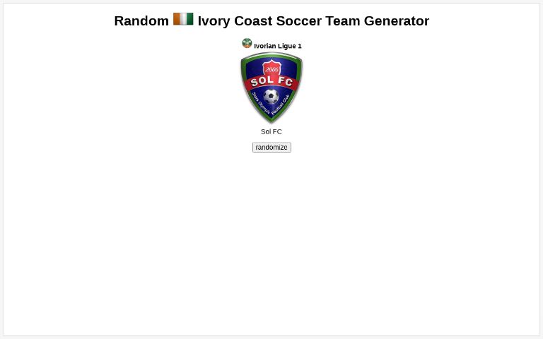 Random Ivory Coast Soccer Team Generator