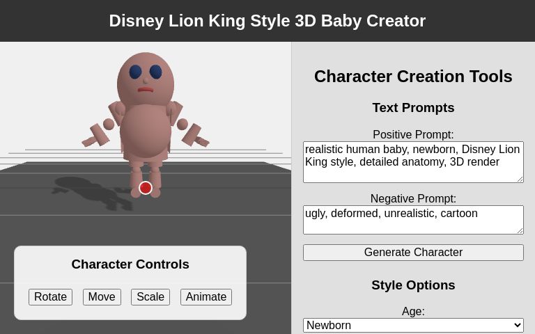 Disney Lion King Style 3D Baby Creator ― Perchance Generator