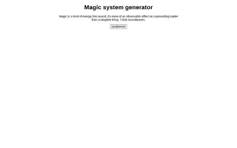 Magic system generator