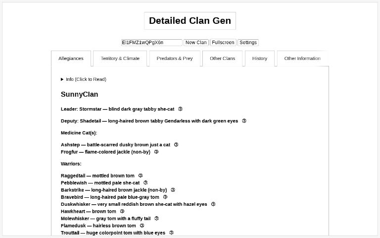 Detailed clan gen