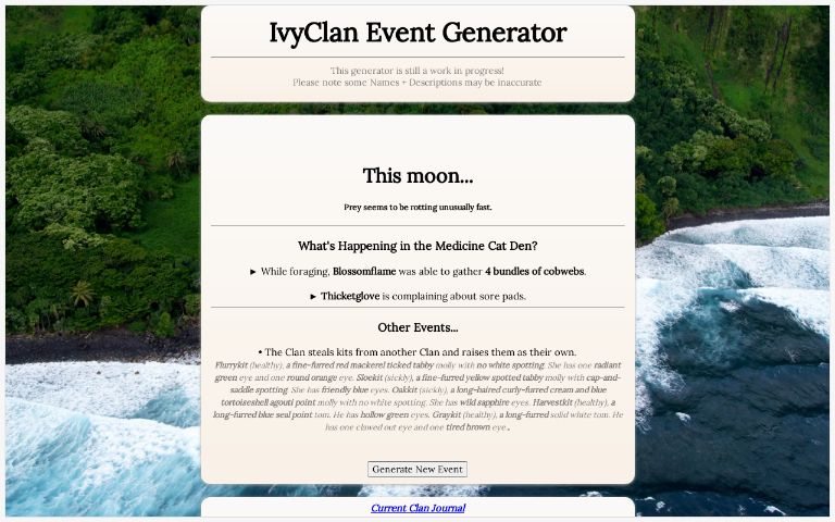 IvyClan Event Generator
