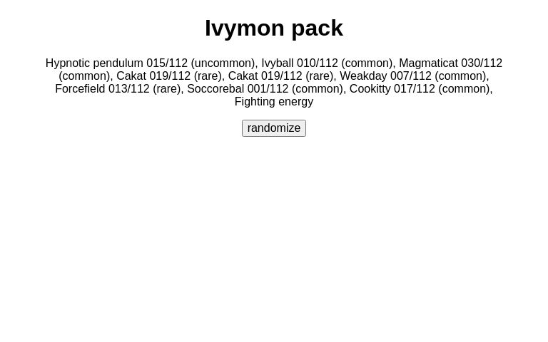 Ivymon pack ― Perchance Generator