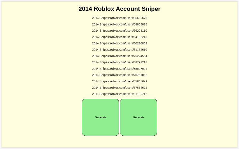2014 Roblox Account Sniper ― Perchance Generator