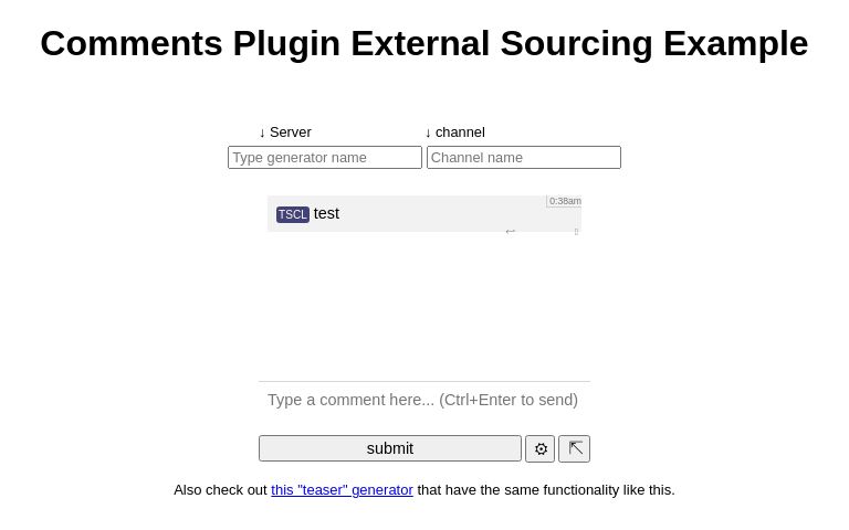 Comments Plugin External Sourcing Example