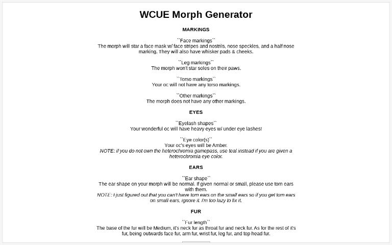 WCUE Morph Generator
