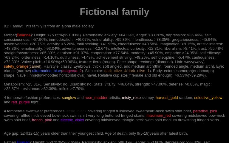 Fictional household(s) ― Perchance Generator