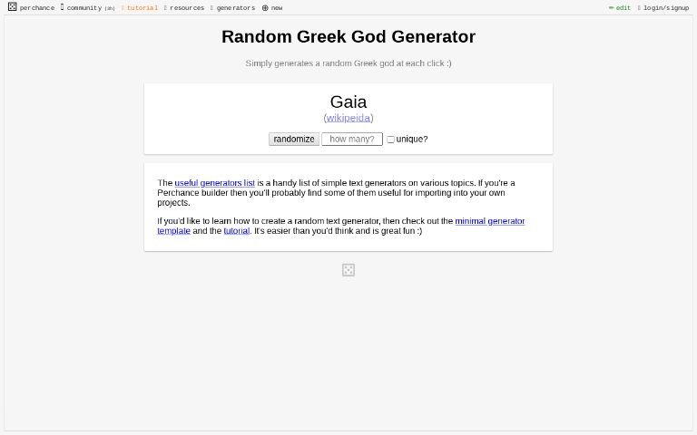 Random Greek God Generator