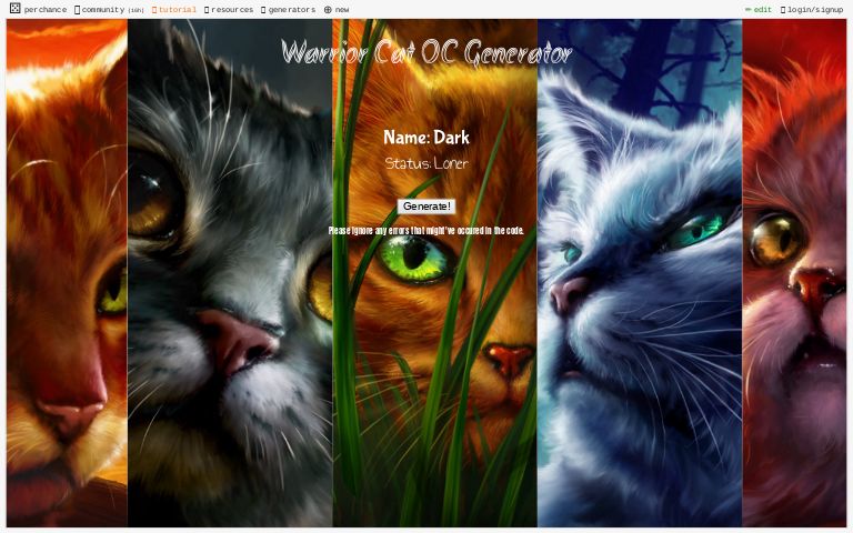 Warrior Cat Oc Generator