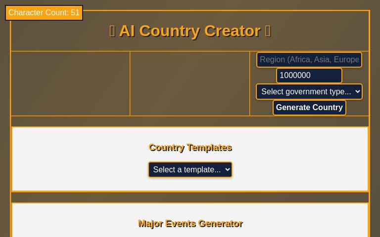 🌍 AI Country Creator 🌍 ― Perchance Generator
