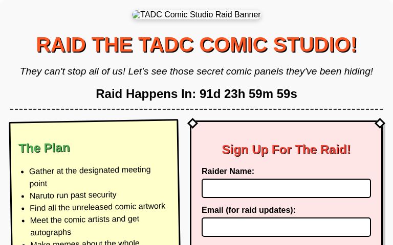 RAID THE TADC COMIC STUDIO! ― Perchance Generator
