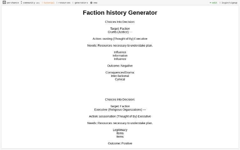 Faction history Generator