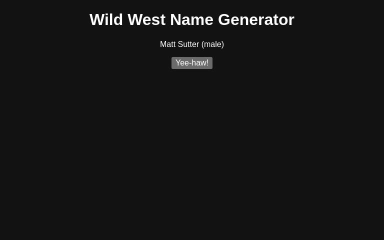 Wild West Name Generator