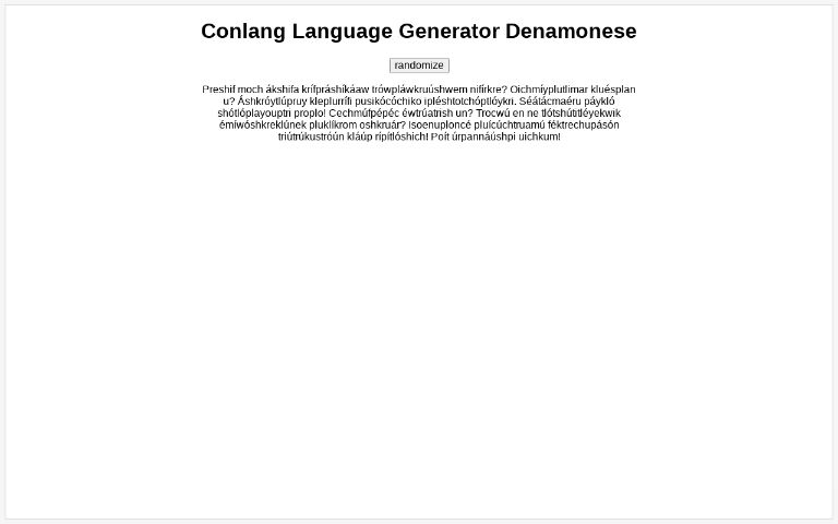 Conlang Language Generator Denamonese