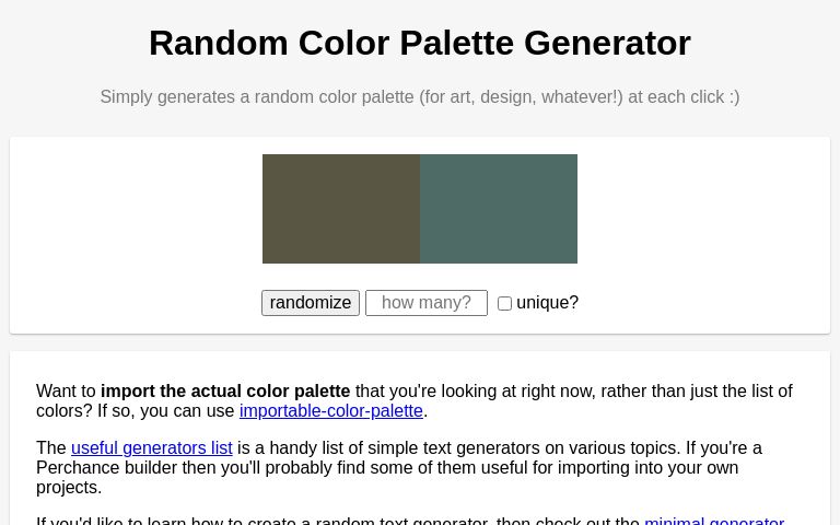 Random Color Palette Generator