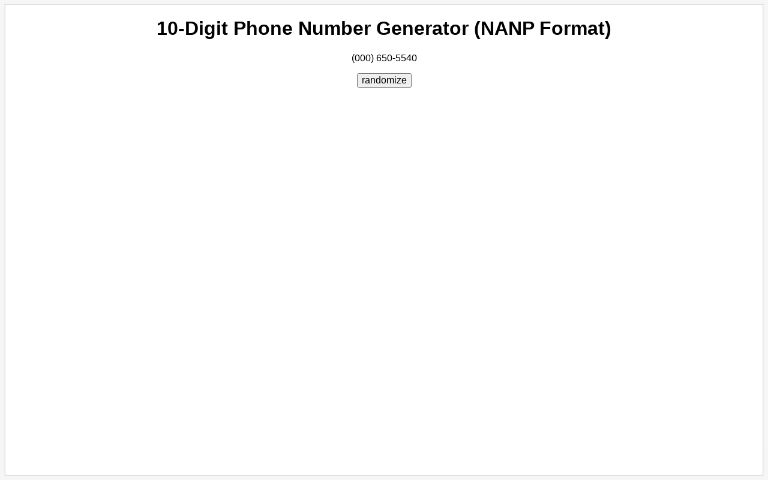 10-Digit Phone Number Generator (NANP Format)
