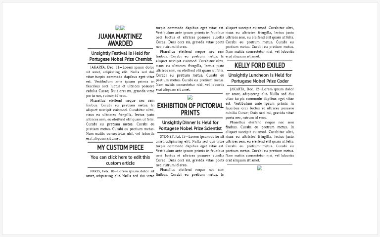 Newspaper Multi-Column Template ― Perchance Generator