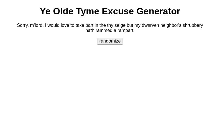 Ye Olde Tyme Excuse Generator
