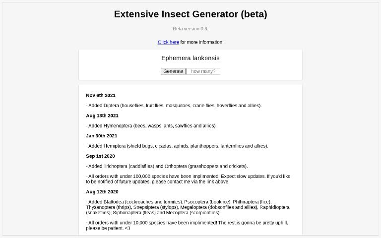 Extensive Insect Generator (beta)