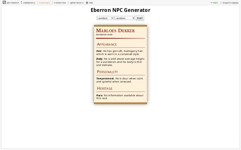 Eberron NPC Generator