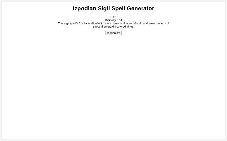 Izpodian Sigil Spell Generator