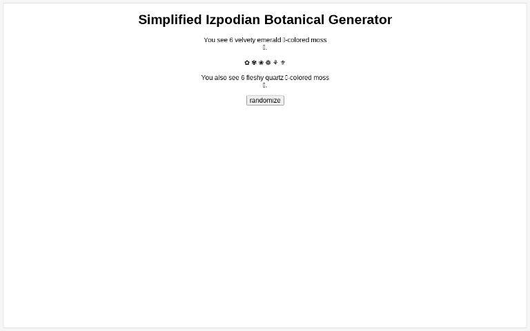 Simplified Izpodian Botanical Generator