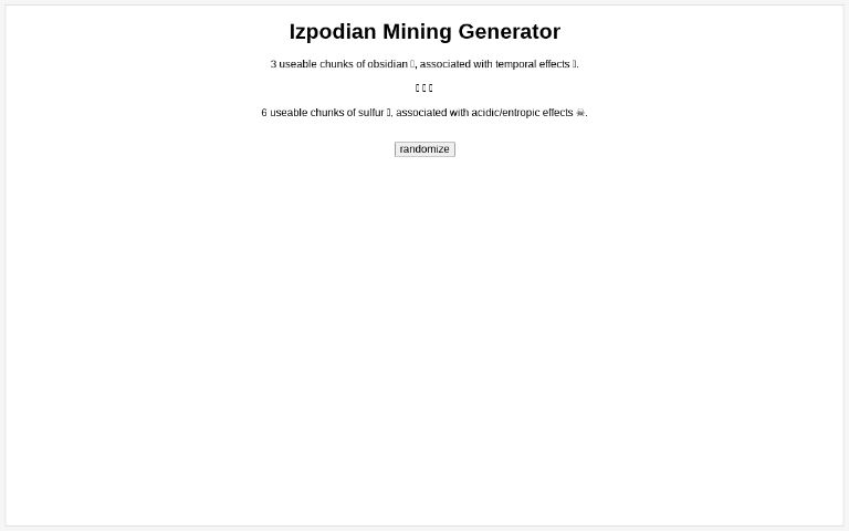 Izpodian Mining Generator